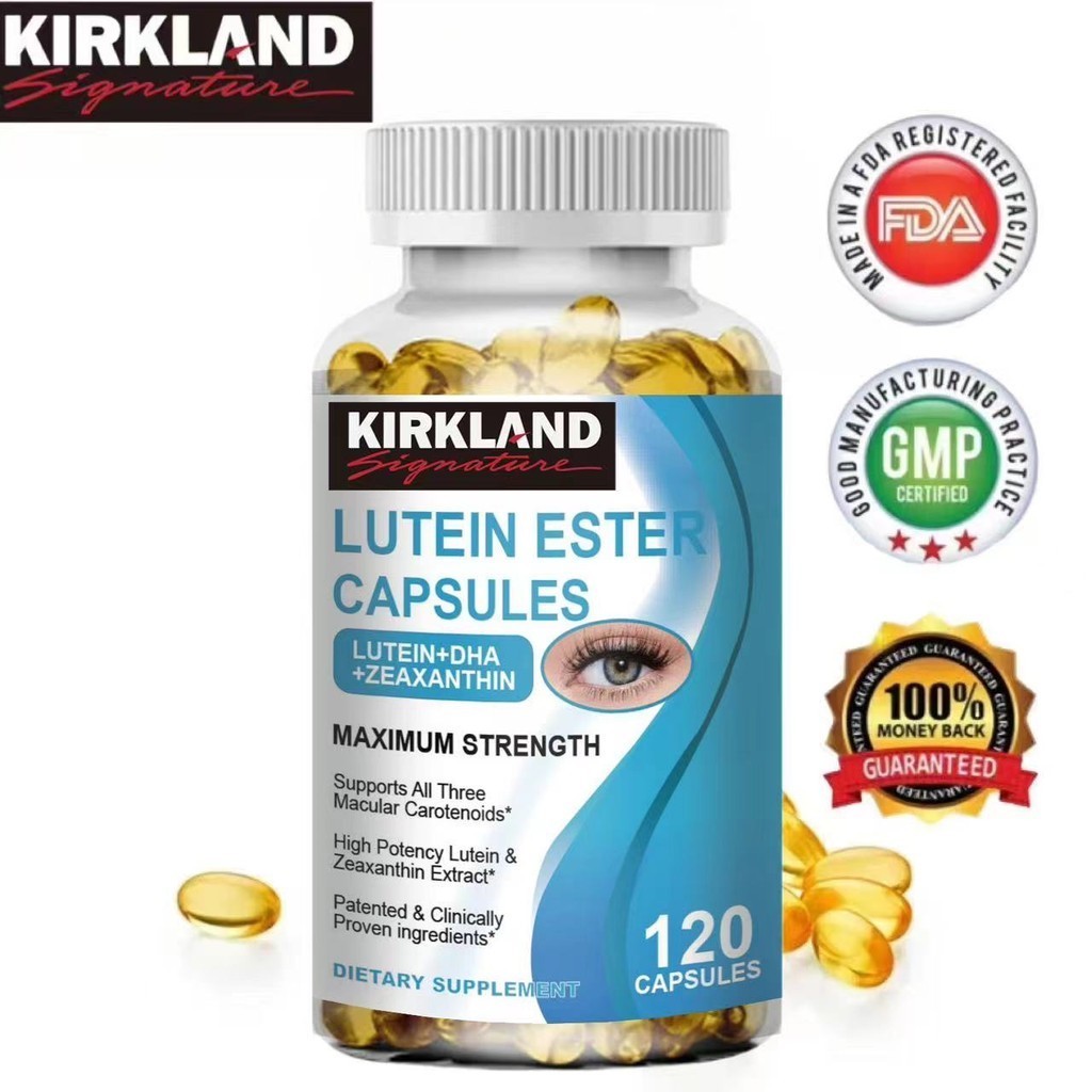 KIRKLAND Lutein Capsules with Vitamin E &Zeaxanthin for Relieve Eye ...