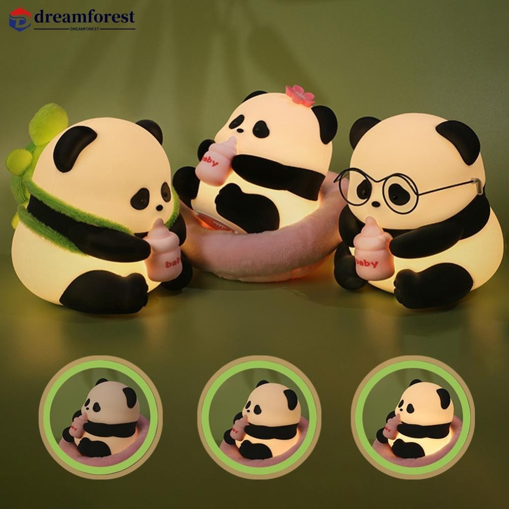 DREAMFOREST Cute Panda Silicone Lamp USB Rechargeable Timing Pat Sensor ...
