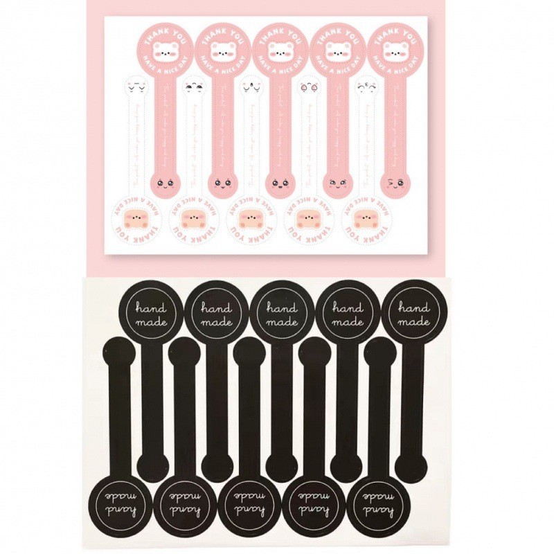 100 Pcs Long Style Pink Cute Thank You Stickers Handmade Stickers ...