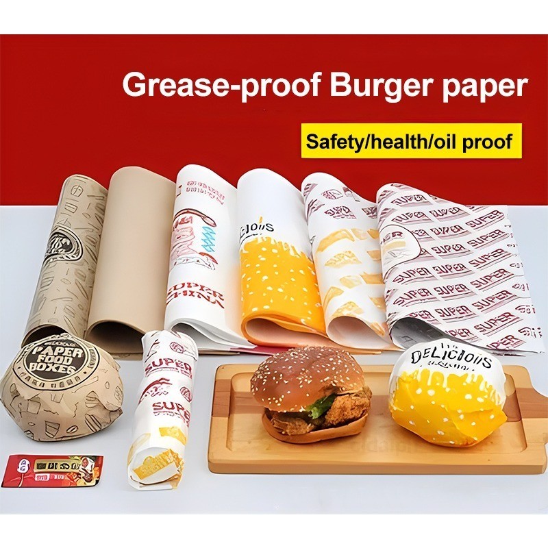100/50Pcs Baking Wax Paper Sandwich Wrapper Paper Bread Burger Egg Food ...