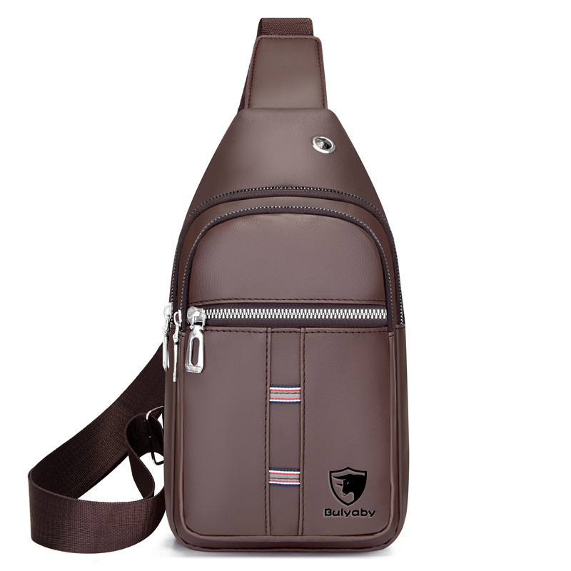 Korean Chest Single Shoulder Cross Bag cross body bag leather men sling ...