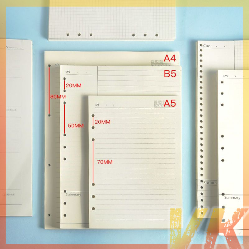 VK Refill Paper A5/B5/A4/A6 6Hole Loose-Leaf Paper Inner Core 45 Sheets ...