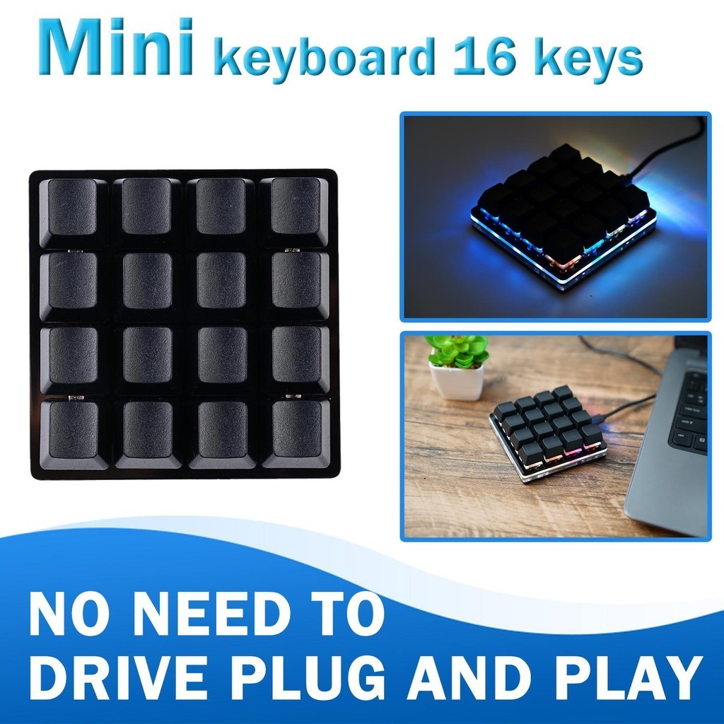 16key Black Mechanical Keyboard With Custom Shortcuts Programmable Hardware Macros And Automatic ...
