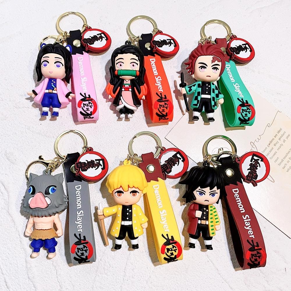 Anime Demon Slayer Keychains PVC Kamado Tanjirou Agatsuma Zenitsu Cos ...