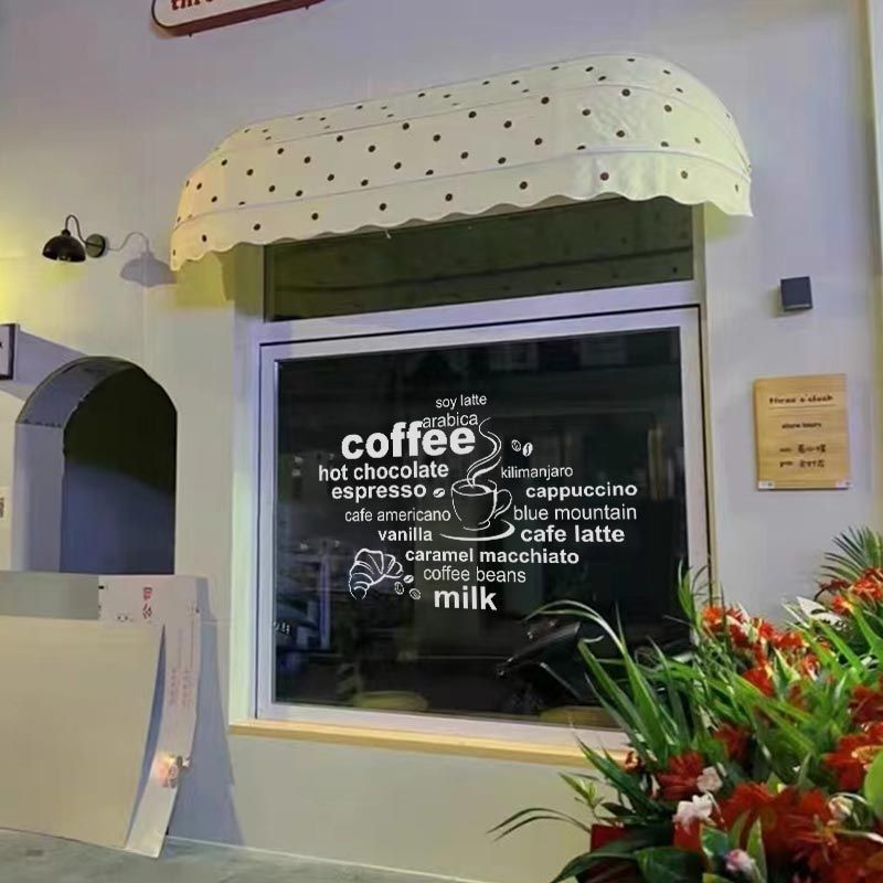 Coffee Shop Glass Door Stickers Nordic Simple Design Wall Stickers Cafe ...