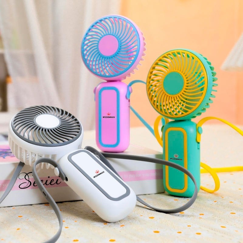 WISDOMMAN Foldable neck hanging small fan handheld foldable mini ...