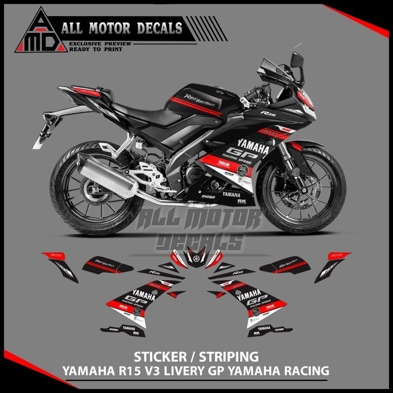 R15 V3 Livery Yamaha Gp Racing Striping Decal / R15 V3 Motorcycle Decal ...