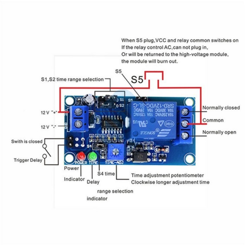 Pcbfun Dc 12V Delay Relay Turn On/Off Timer Timing Switch Module ...