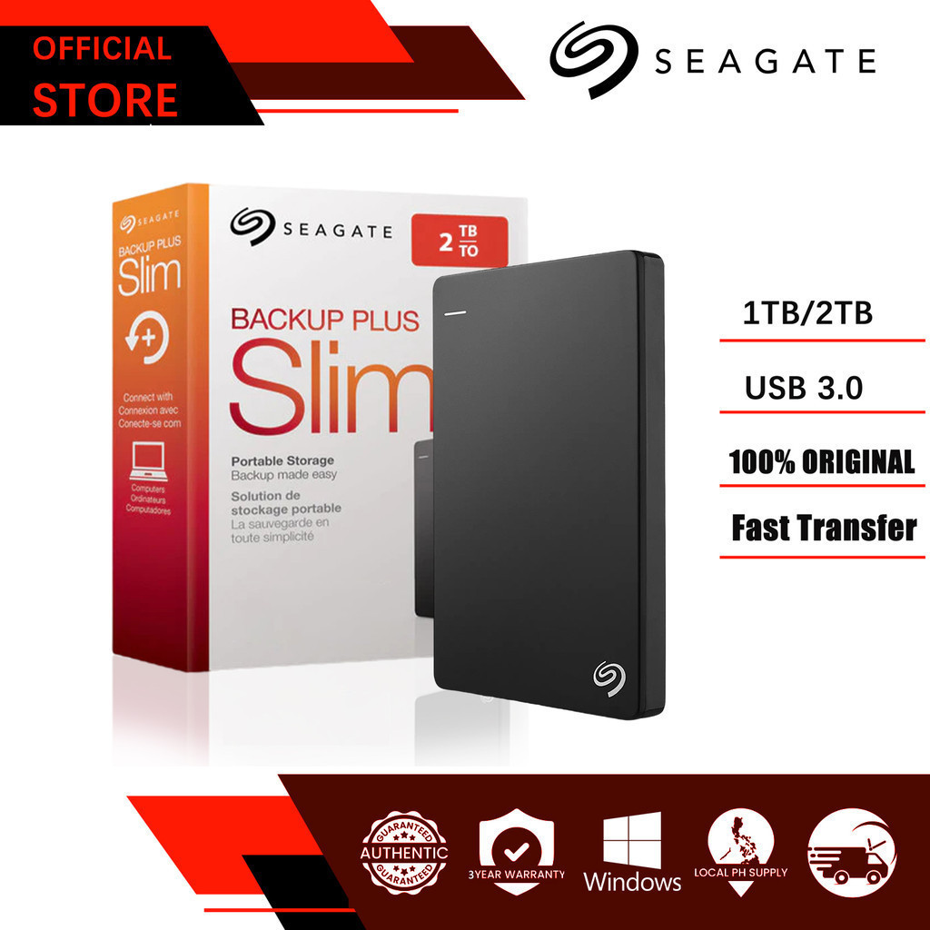 Seagate 2TB Backup Plus Slim Hard Drive Portable Transcend External ...
