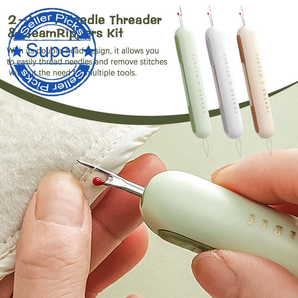 Manual 2in1 Double Head Sewing Seam Ripper With Needle Threader For ...