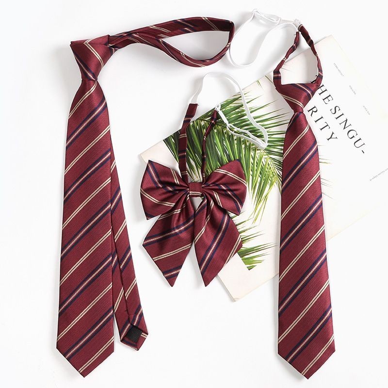 Red Striped jk Tie Female Preppy Style Shirt Accessories Lazy People ...