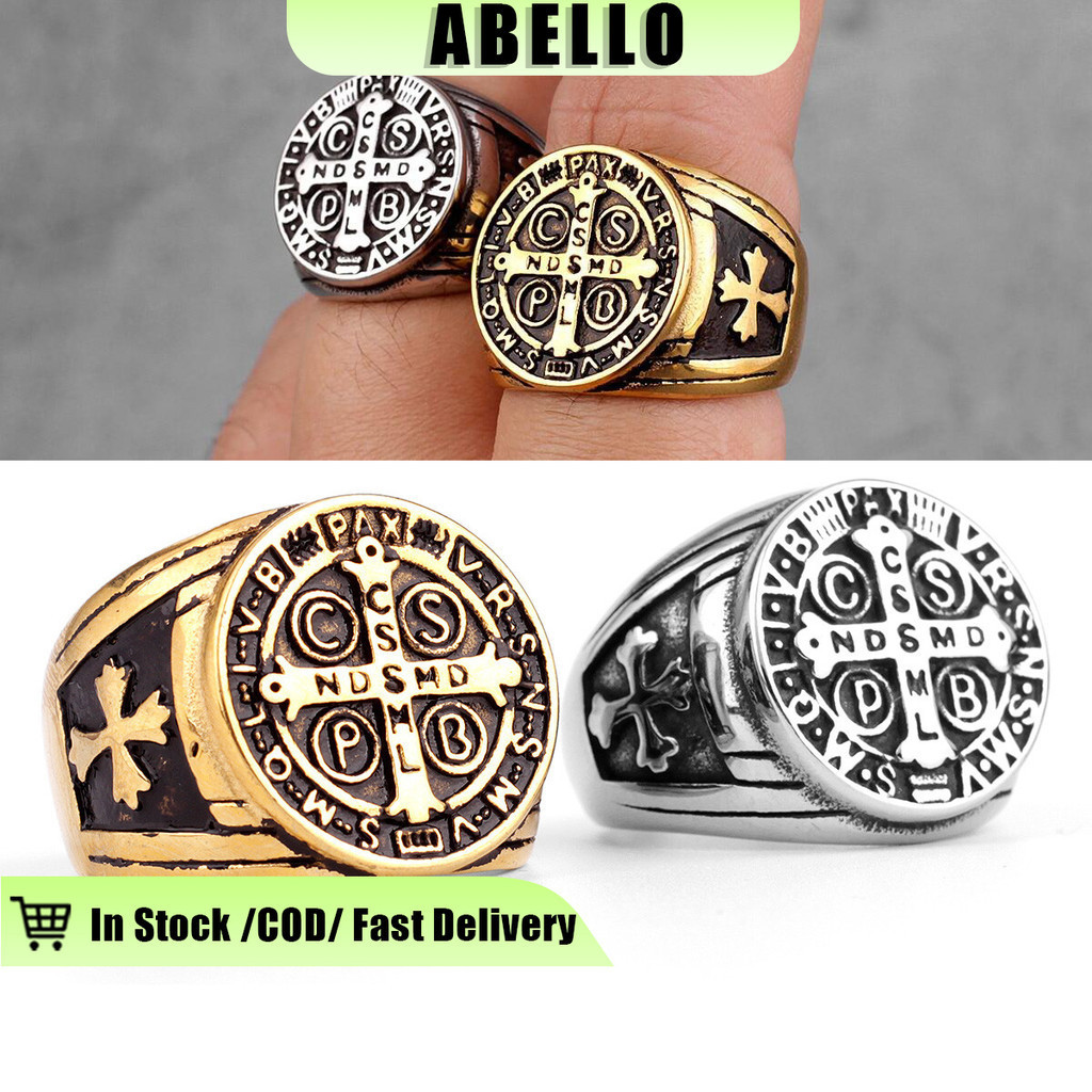 St. Benedict Ring Retro Colorfast Benedict of Nursia Ring Fashion Pure ...