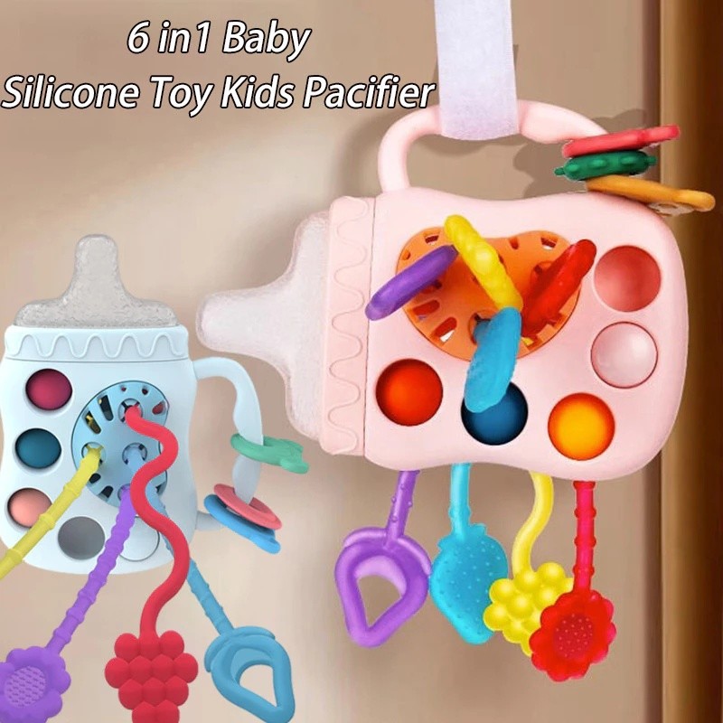 Baby Pull String Sensory Toy Montessori 6 12 Months Silicone Activity ...