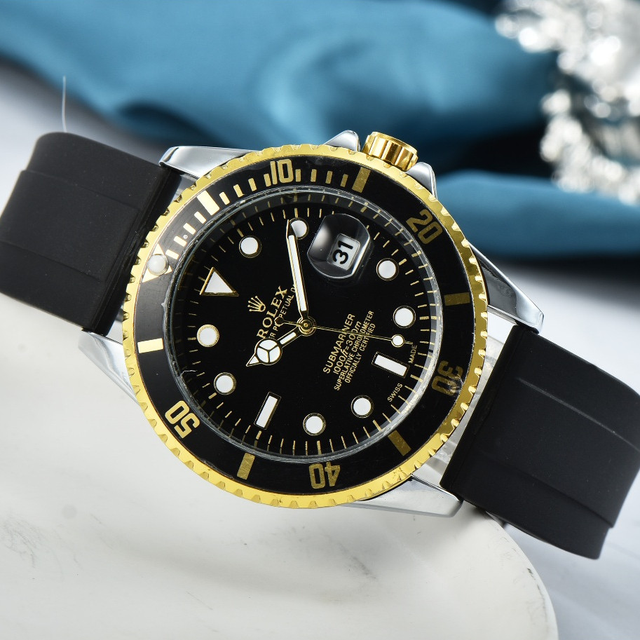 Rolex New Style Calendar Display Quartz Movement Wrist Watch Rubber ...