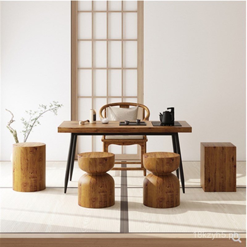 Antique Style Balcony Tea Table and Chair Set Solid Wood Kung Fu Tea ...