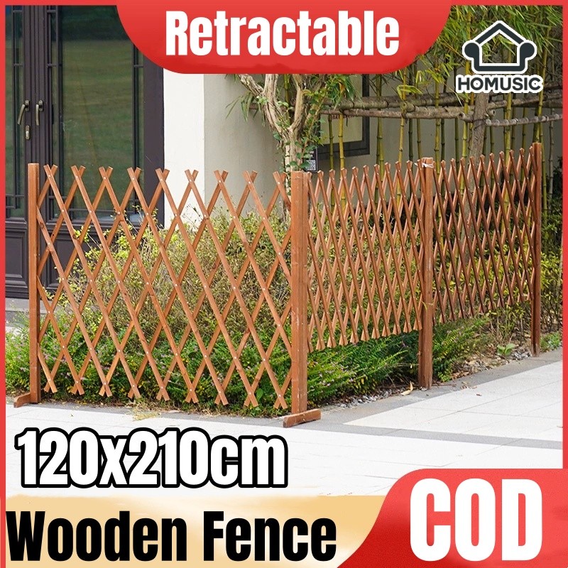 Outdoor Wooden Retractable Fence Yard Lawn Decor Anti-corrosion Wooden ...