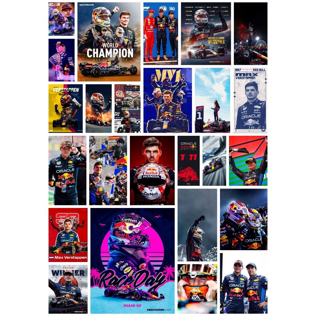 Set of 25 Formula 1 Max Verstappen racing car stickers, F1 car stickers ...