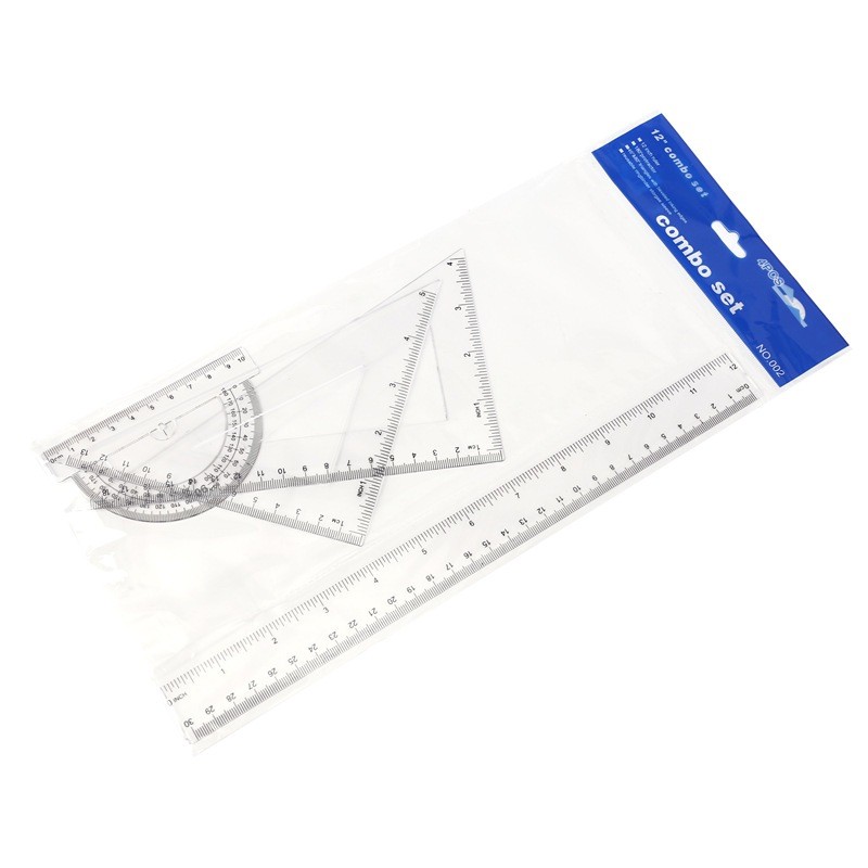 WISENANAY Clear Transparent Color Combo Ruler Set Plastic Protractors ...
