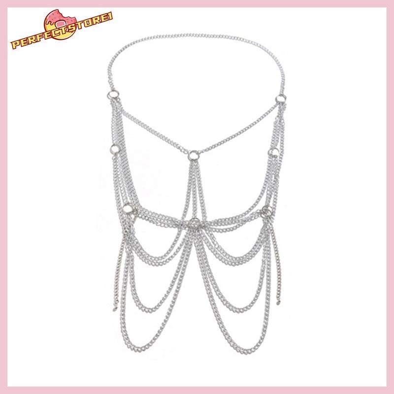 perfect Unique Multilayer Circle Halter Chest Chain Statement ...