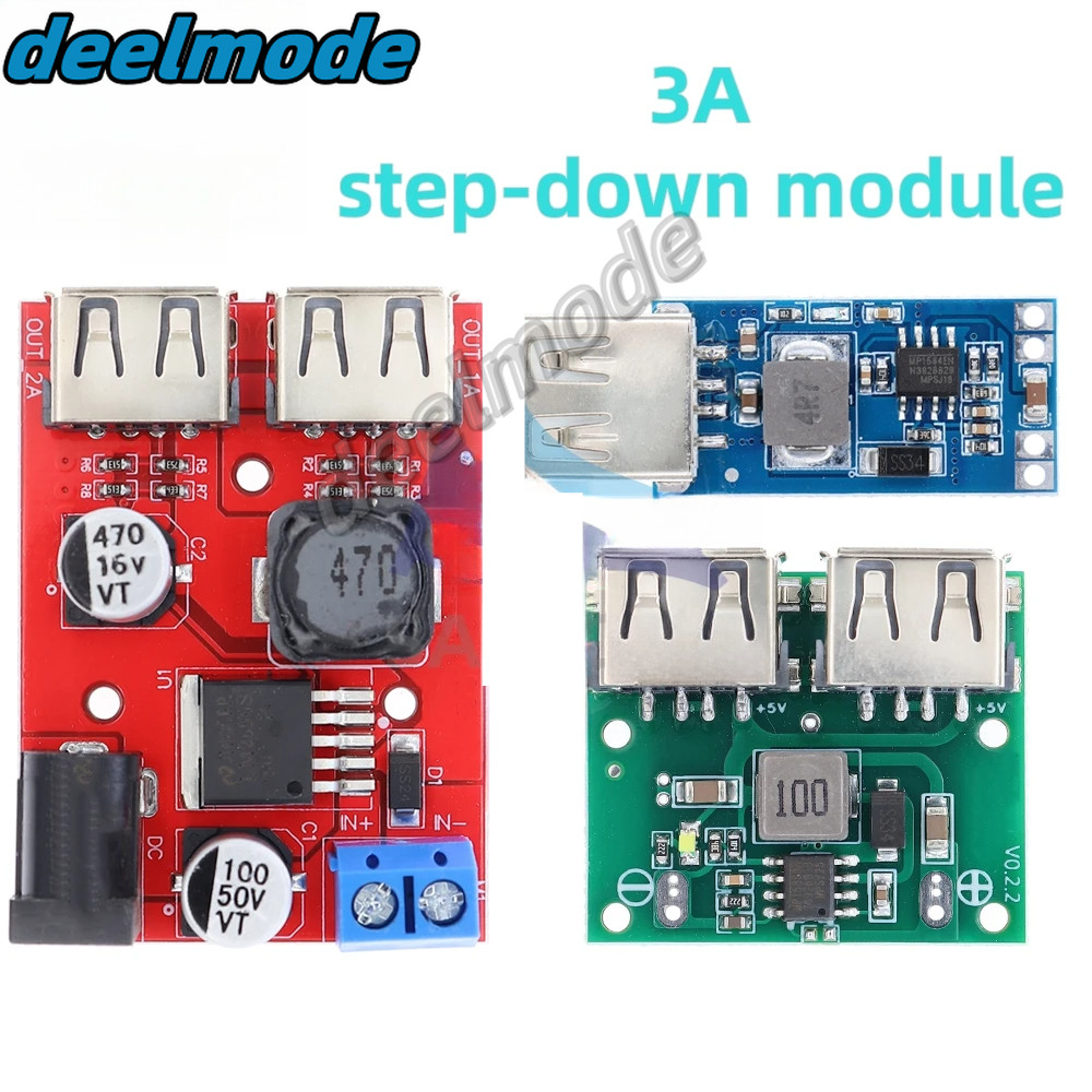 Dual USB DC-DC 9V 12V 24V 36V to 5V 3A Step Down Buck Converter Board ...