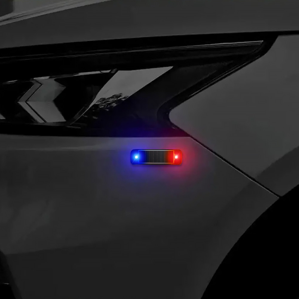 Solar Power Mini LED Car Warning Light Red-Blue Strobing Strobe Dummy ...