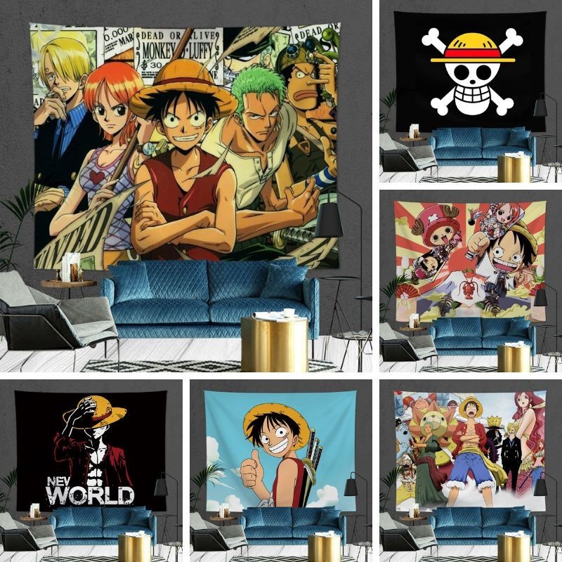 One Piece Poster Tapestry Wall Background Cloth Cartoon Luffy Bedroom ...