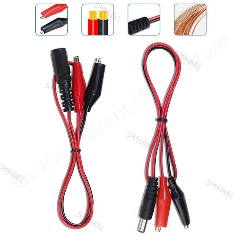 2 Alligator Clip to 1 Male Female DC Power Plug Connector Adapter Wire ...
