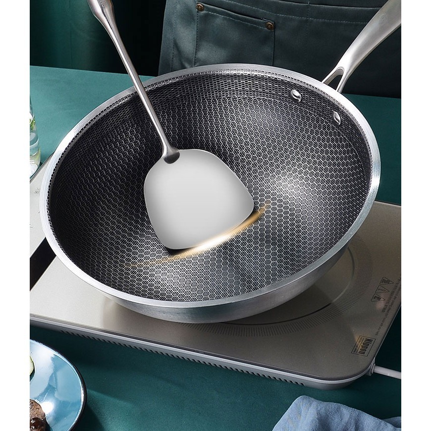 32cm Stainless Steel Nonstick Frying Pan Honeycomb Stainless Skillet ...