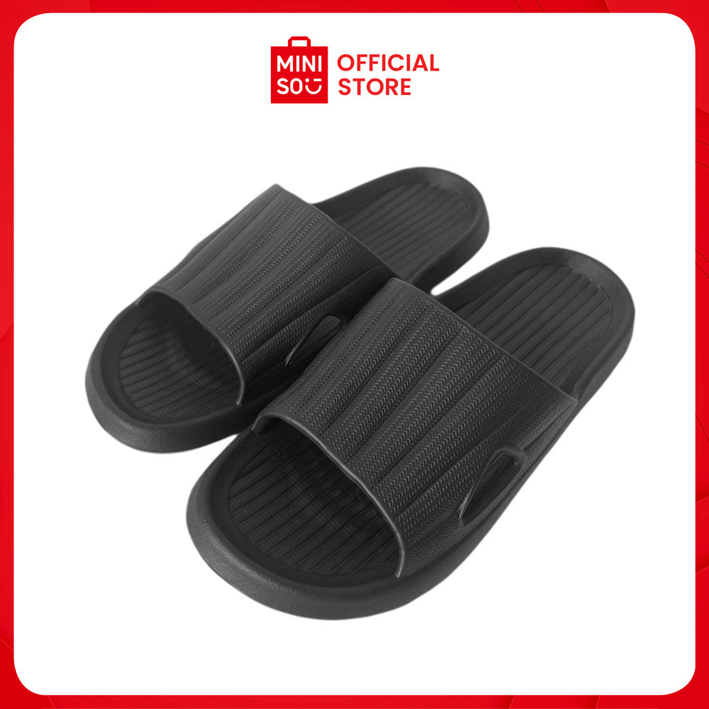 MINISO Convenient Lightweight Bath Slippers (43-44, Black) | Shopee ...