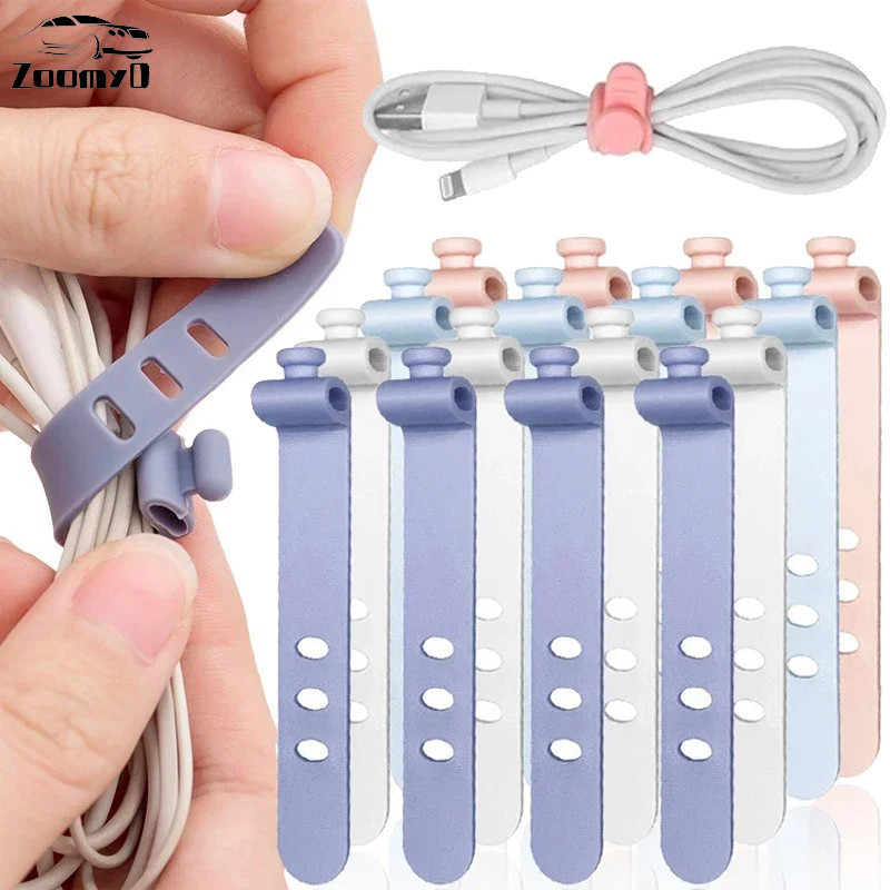 Multi-Purpose Silicone Cable Straps Cord Organizer - Adjustable Cable ...