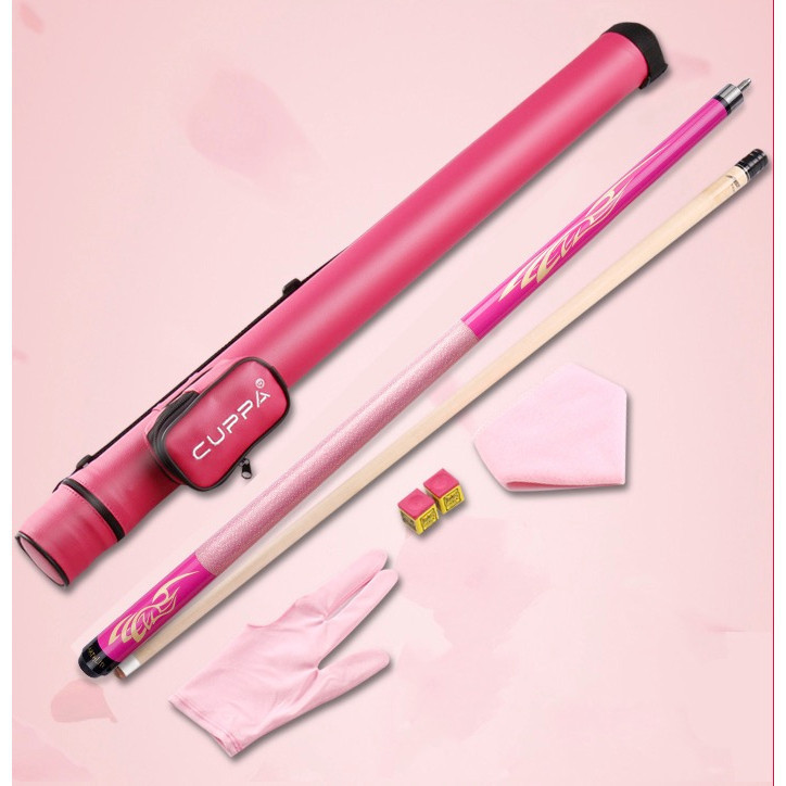 CUPPA Pink Pool Cue Maple Shaft 11.75/13mm Tip Stick Cue With Case ...