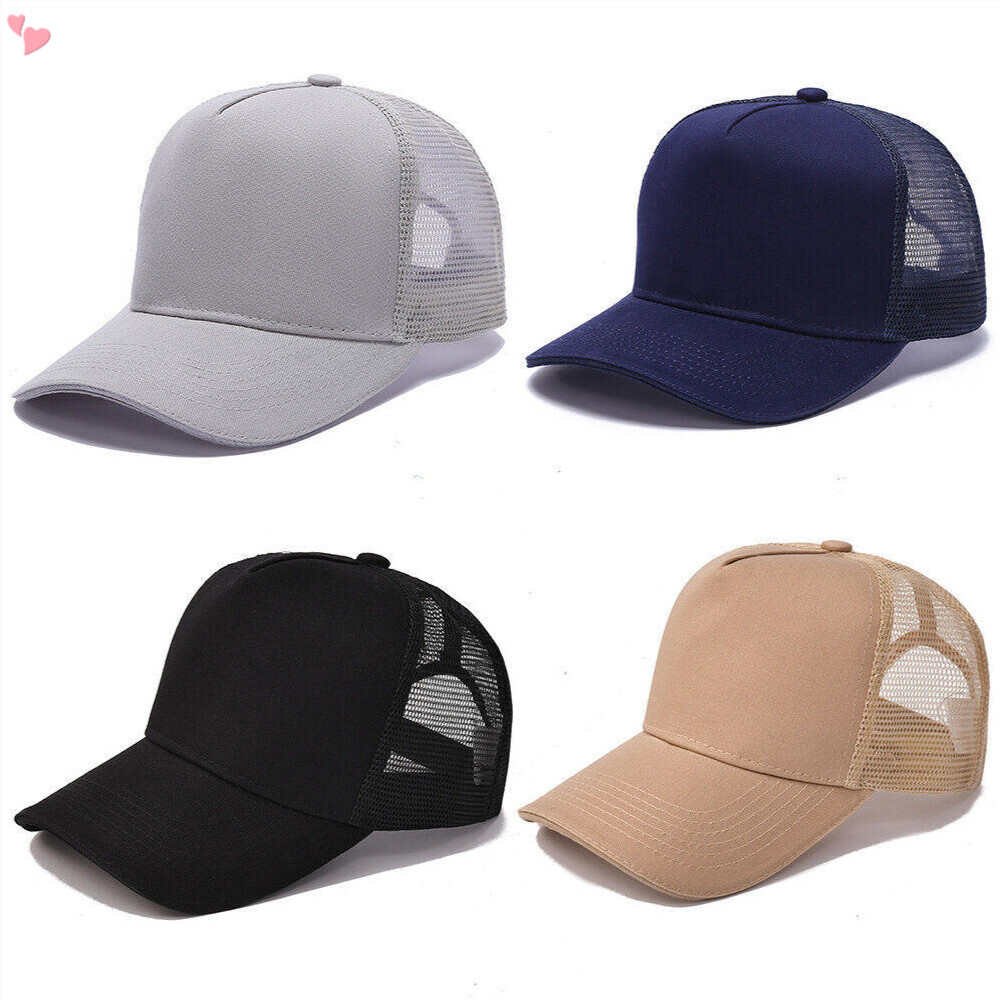 Unisex Baseball Mesh Cap Plain Solid Color Baseball Net Cap with ...