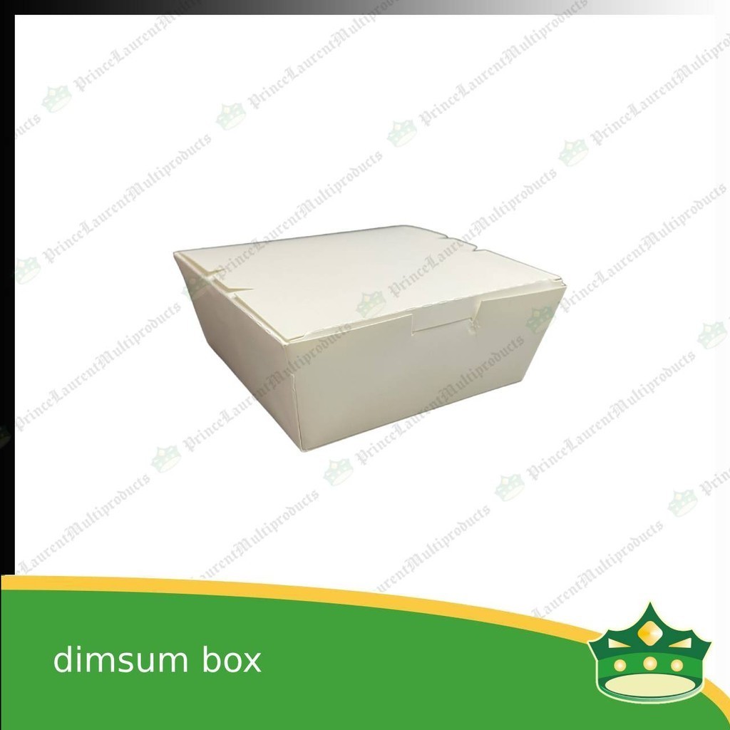 [25 pcs] paper dimsum box laminated white for take-out take home away ...