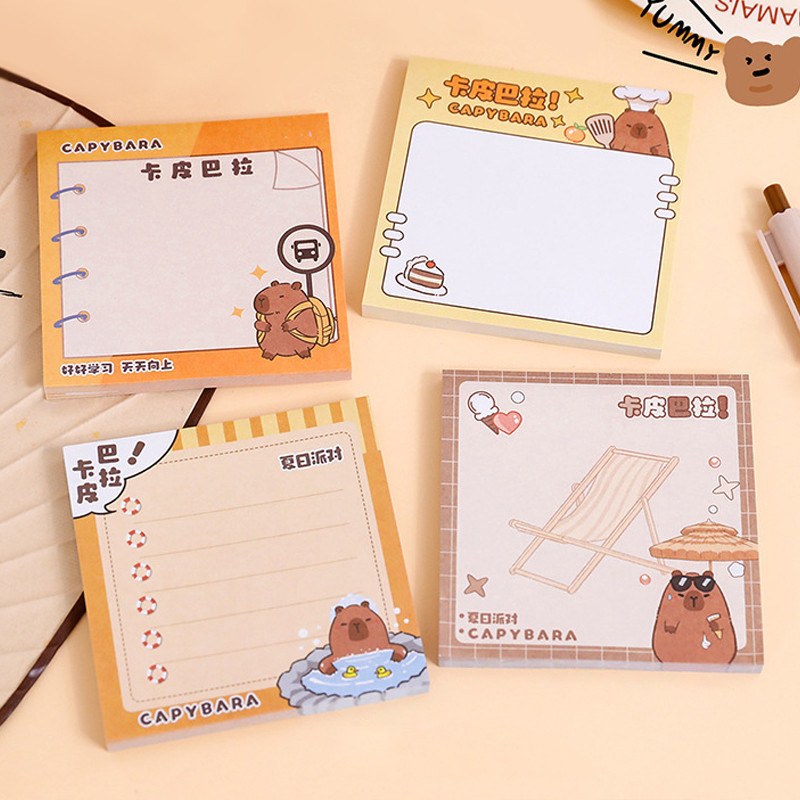 50 Sheets Creative Cartoon Capybara Sticky Notes Student Portable Note ...
