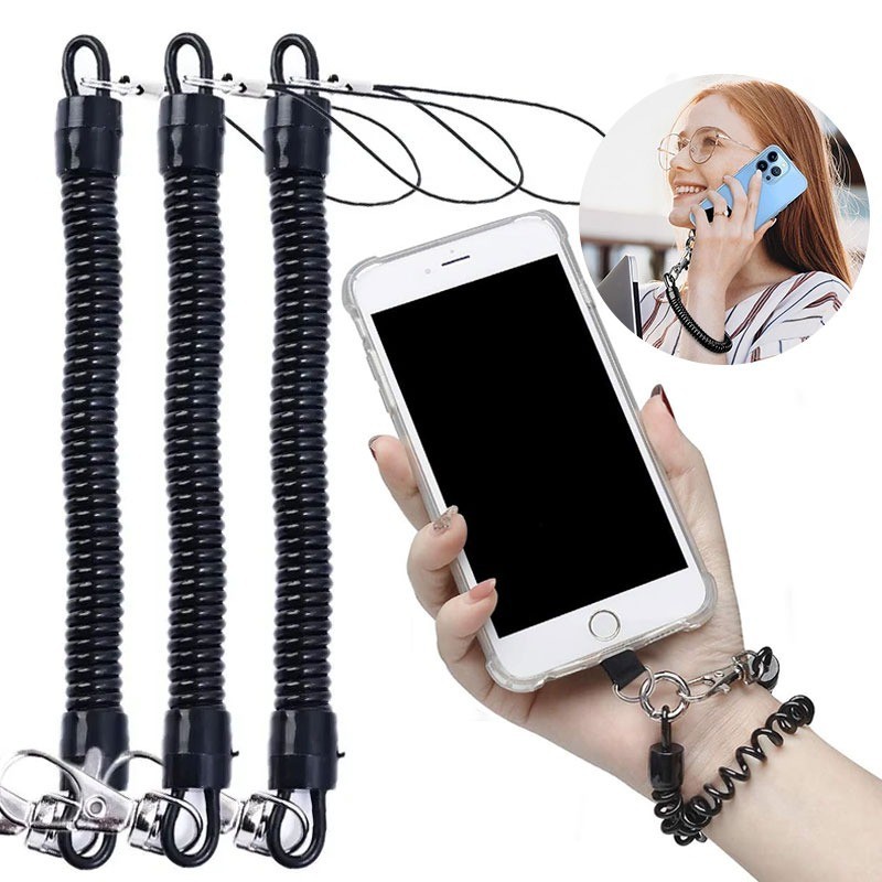 1Pc Spring Phone Lanyard / Spiral Retractable Theftproof Stretch Cord ...