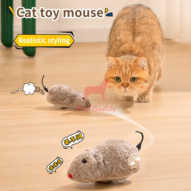 Mouse Toy for Cat Dog Plush Funny Toy Wind Up Running Play | Shopee ...