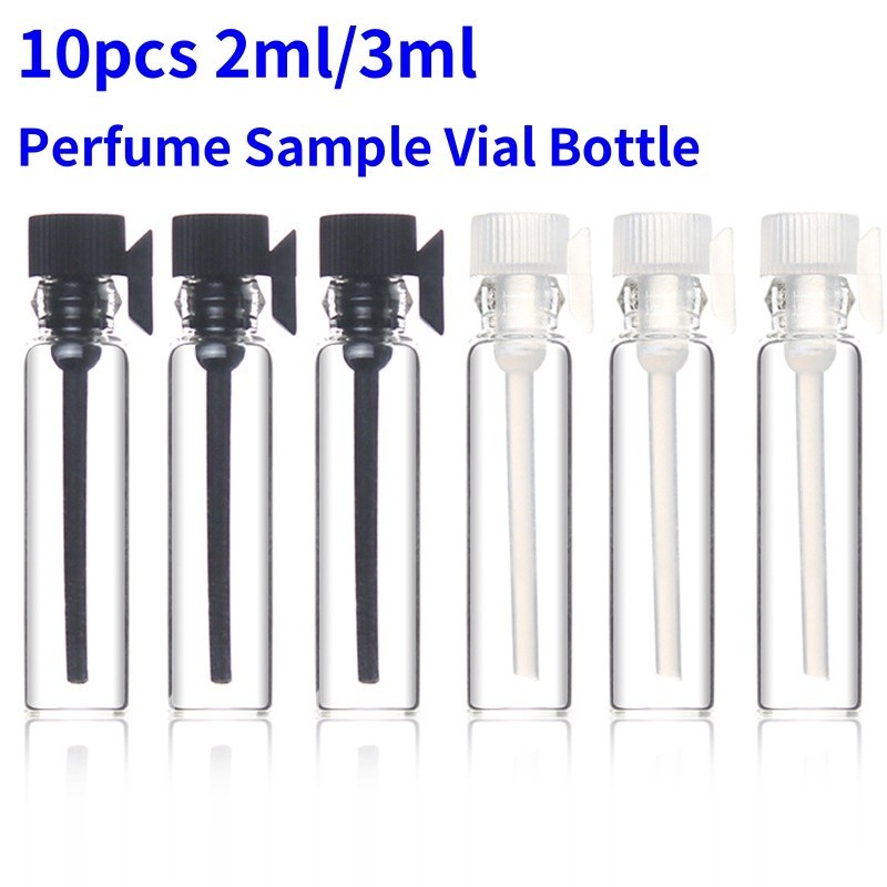 10pcs 1ml 2ml 3ml Black White Empty Small Clear Glass Perfume Sample ...