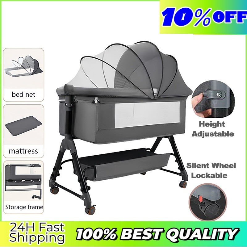 Baby Crib Manual Rocking Crib Rocker Bassinet Bed Multifunctional ...