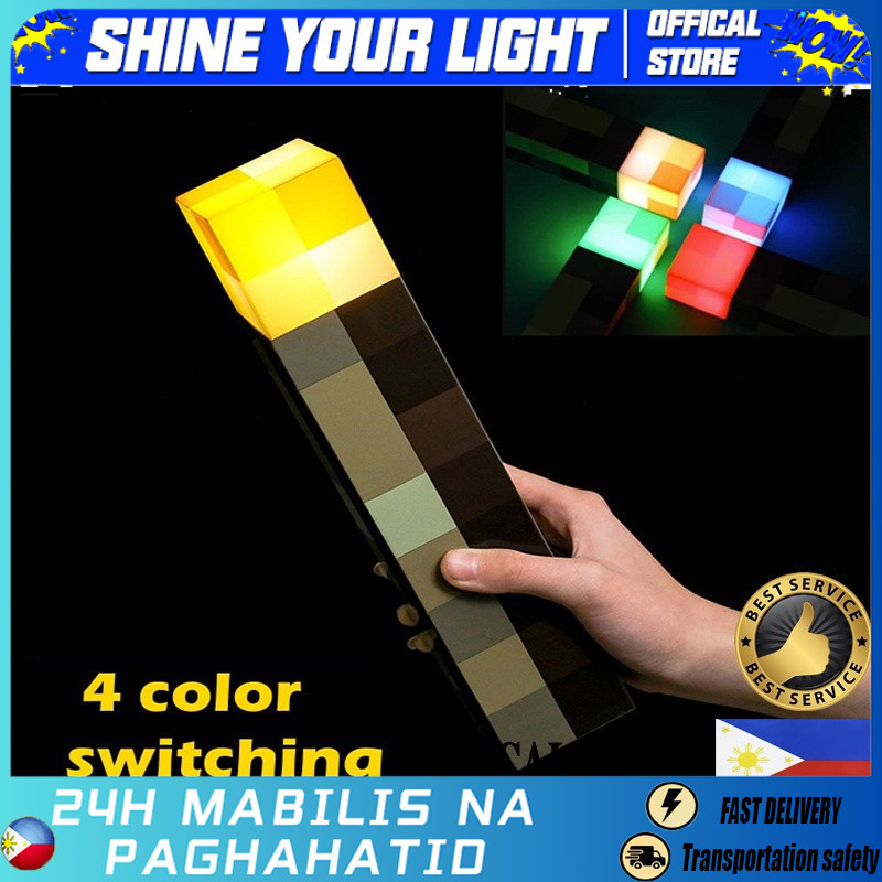 ⚡⚡4 Colors My World Charging Night Light 28CM Pixel Torch Lamp Night ...
