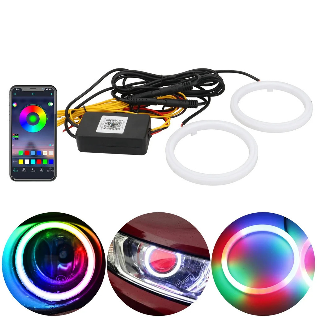 2PCS 12v 24V RGB Cotton LED Angel Eye Halo 60mm 70mm 80mm 120mm LED ...