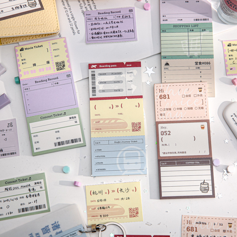 Cdaily|90 Sheets Into Ticket Stub Theme Tearable Combination Long Note ...