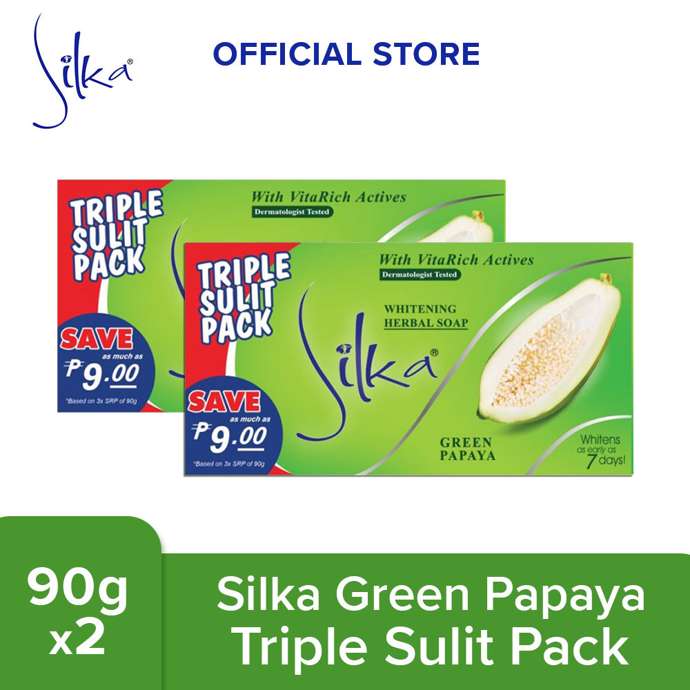 Silka Green Papaya Soap 90gTriple Sulit Pack by 2's | Shopee Philippines