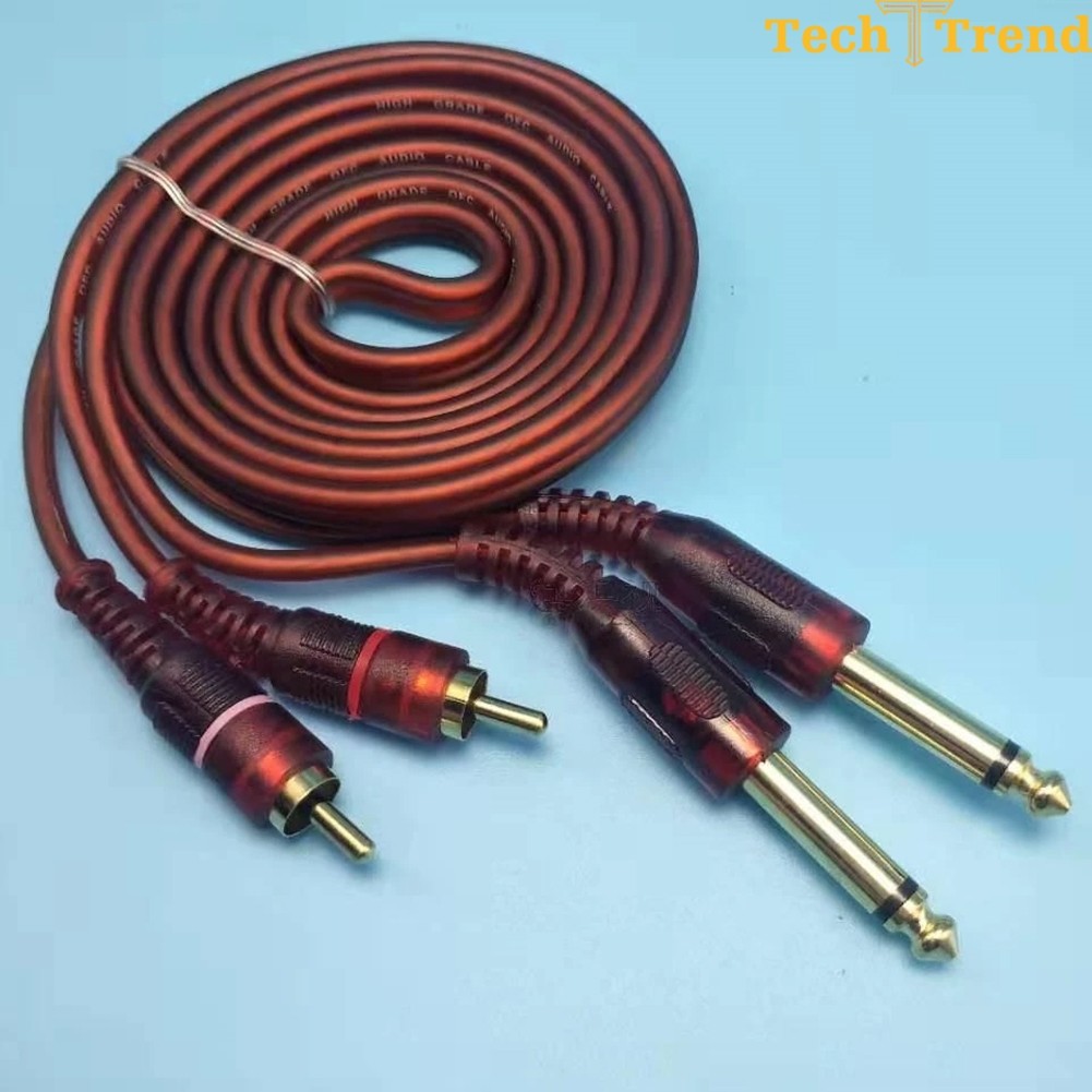 1.5m Gold-Plated Dual 6.35mm to Dual RCA Audio Cable Stereo Audio Aux ...