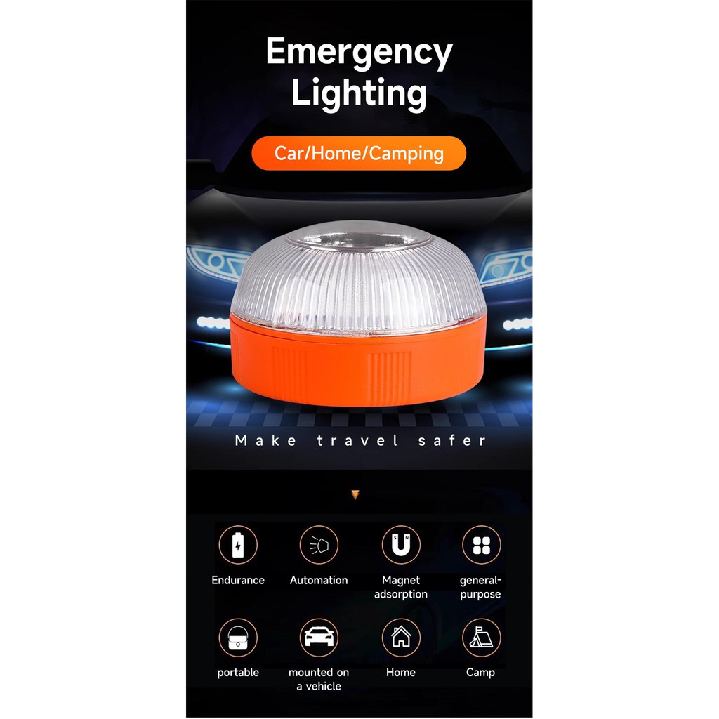 Flashlight Magnetic Induction Strobe Led Car Emergency Light Road ...