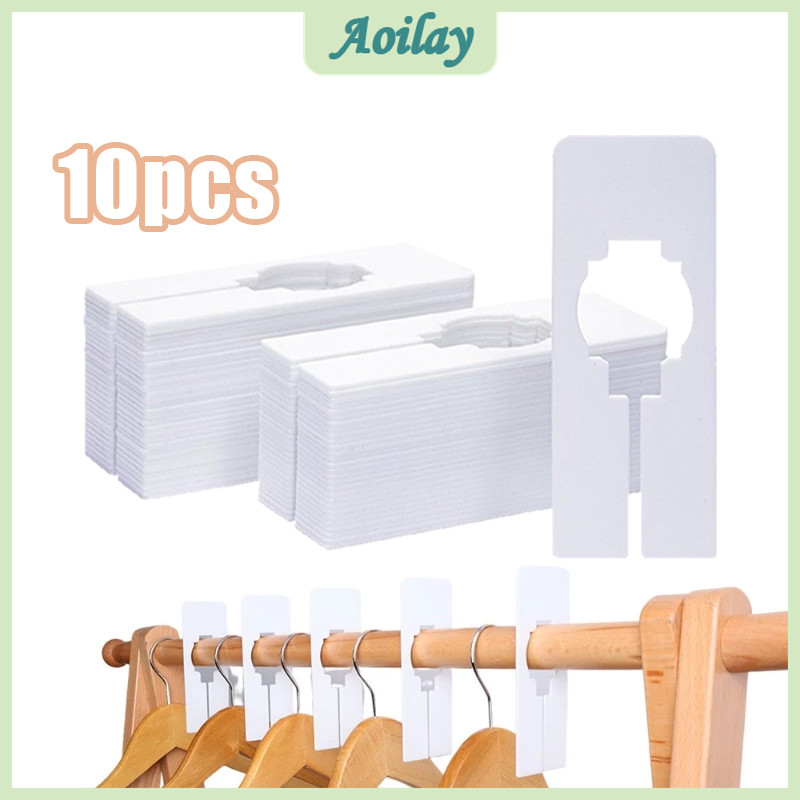 10Pcs Clothes Size Divider White Rectangular Clothes Hanger Pole ...