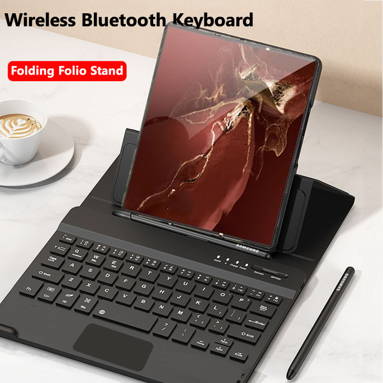 Magnetic Bluetooth Wireless Keyboard Folding Holder Leather Case for ...