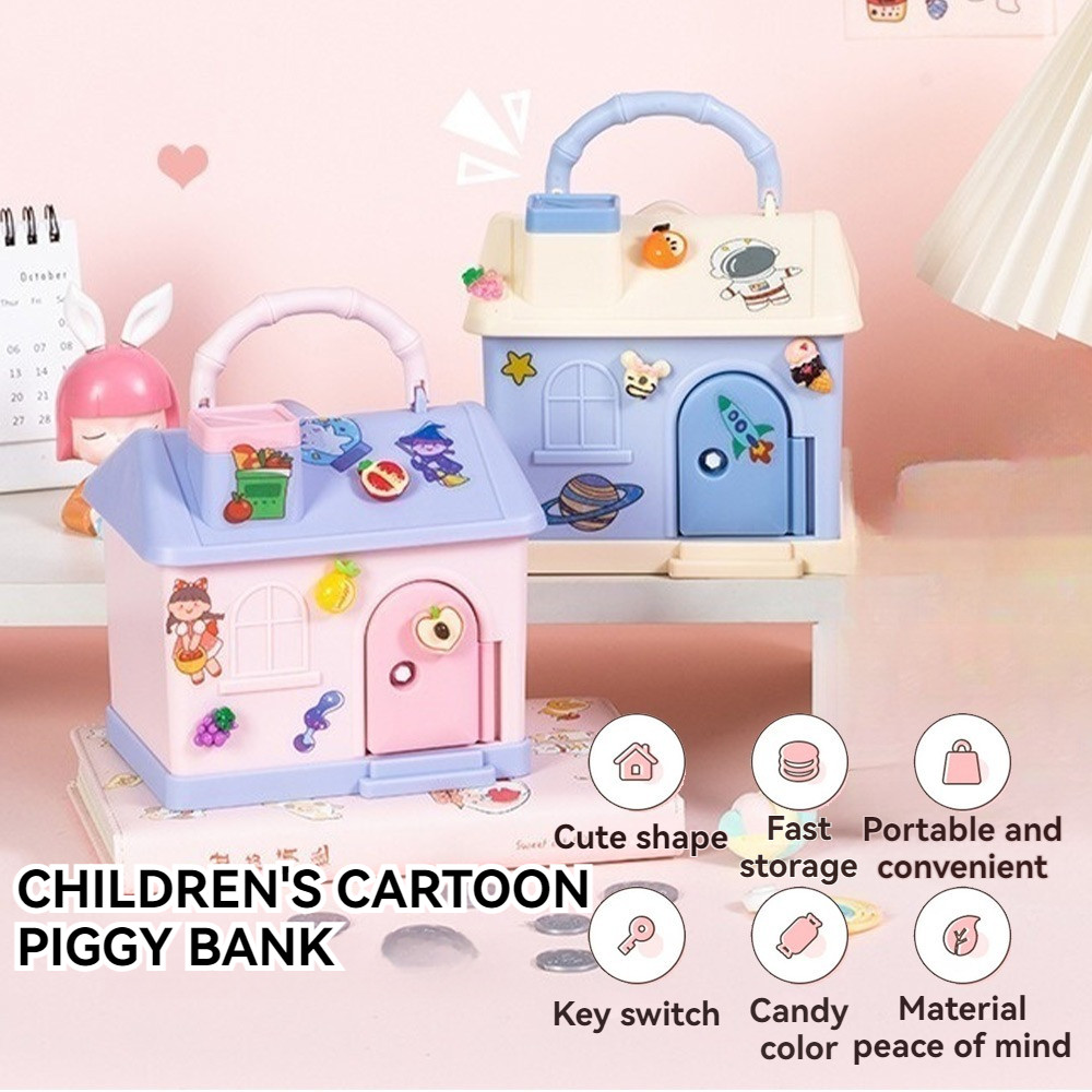 Coin Piggy Gift Bank Cute Kids Cartoon Save House Doll Money Box For ...