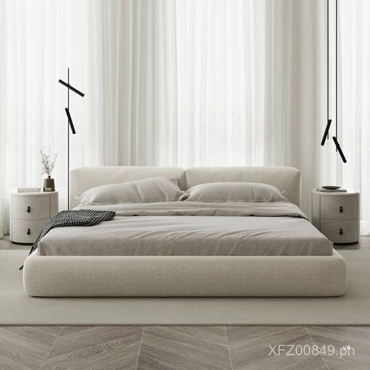 Fabric Bed Modern Minimalist Cream Puff Suspension Light Luxury ...