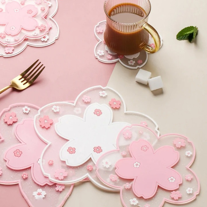 Cherry Blossom Coaster Tea Cup Mat Sakura Coaster Insulation Table Mats ...