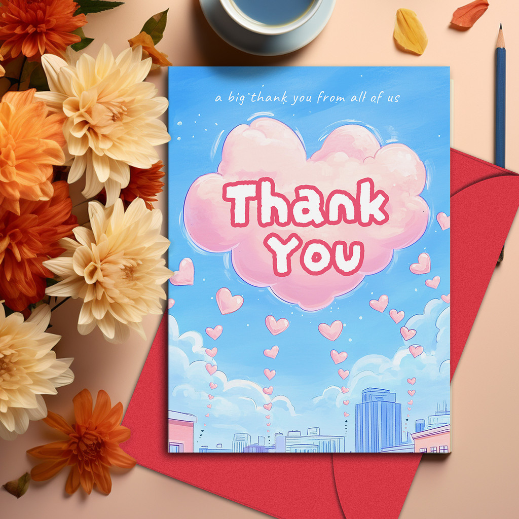 Jumbo Size A4 Big Thank You Card for Business Team Group | Shopee ...
